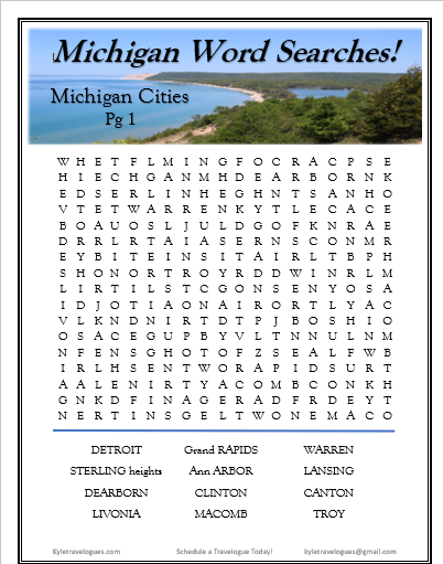 Michigan Word Searches: Michigan Cities